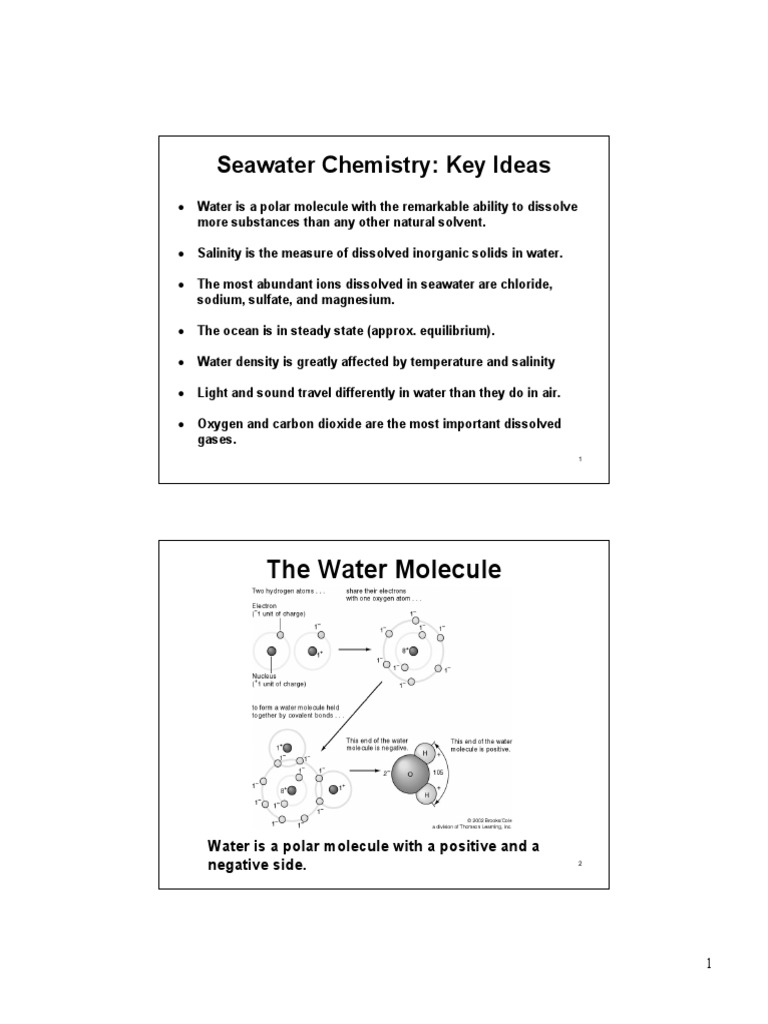 Seawater Chemistry: Key Ideas: The Water Molecule | PDF | Properties Of ...