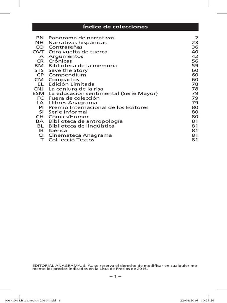 Catalogo Editorial Anagrama PDF | PDF | Escritores | Novelistas