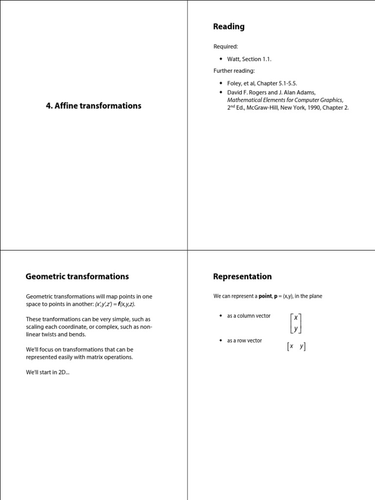 Affine Transformations | PDF | Basis (Linear Algebra) | Vector Space