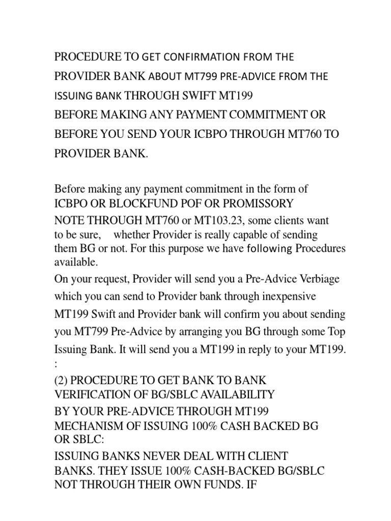 Bank To Bank Confirmation Procedure | PDF