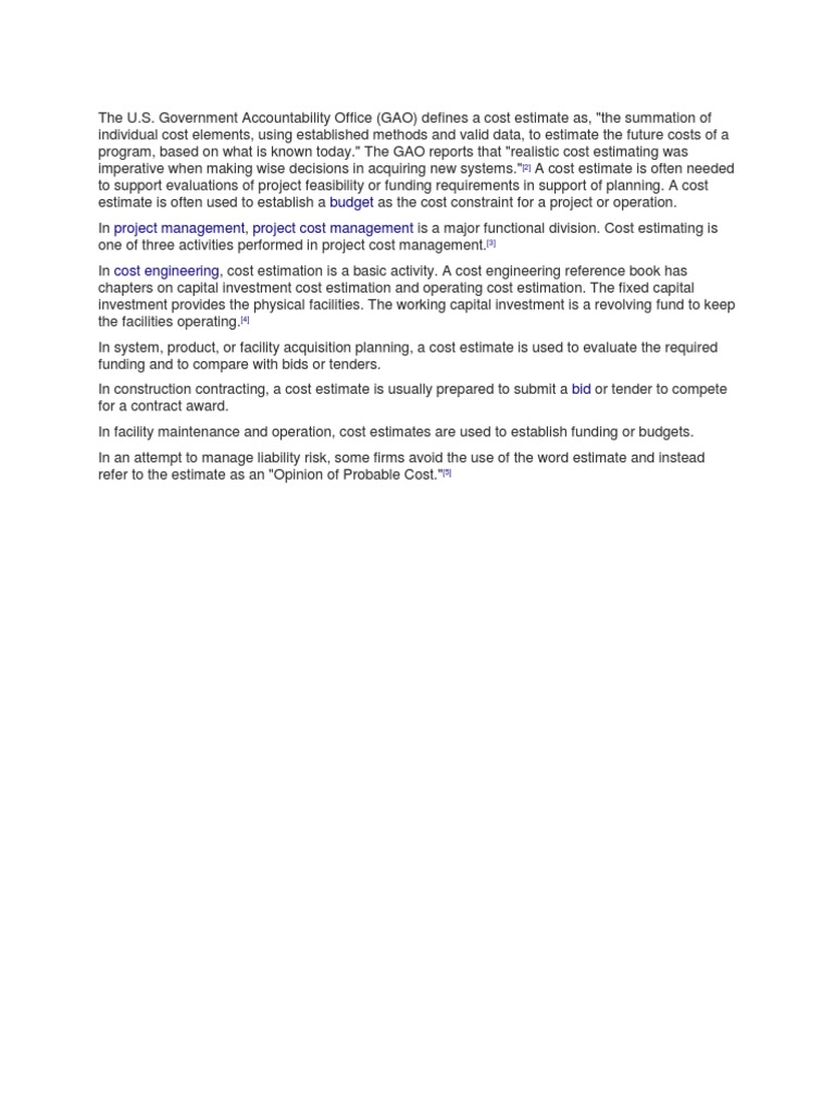 Opinion of Probable Cost Explained | PDF | Business | Finance & Money ...