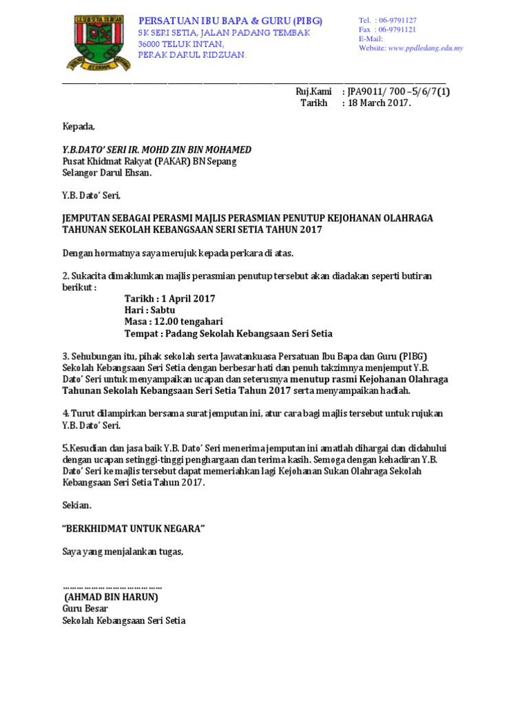 Surat Jemputan Ibu Bapa and Vip | PDF | Olahraga & Rekreasi | Kesehatan ...