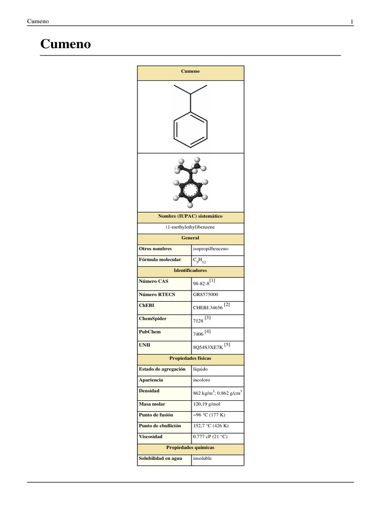 Cumeno: Propiedades y Usos | PDF | Sustancias químicas | Productos de ...