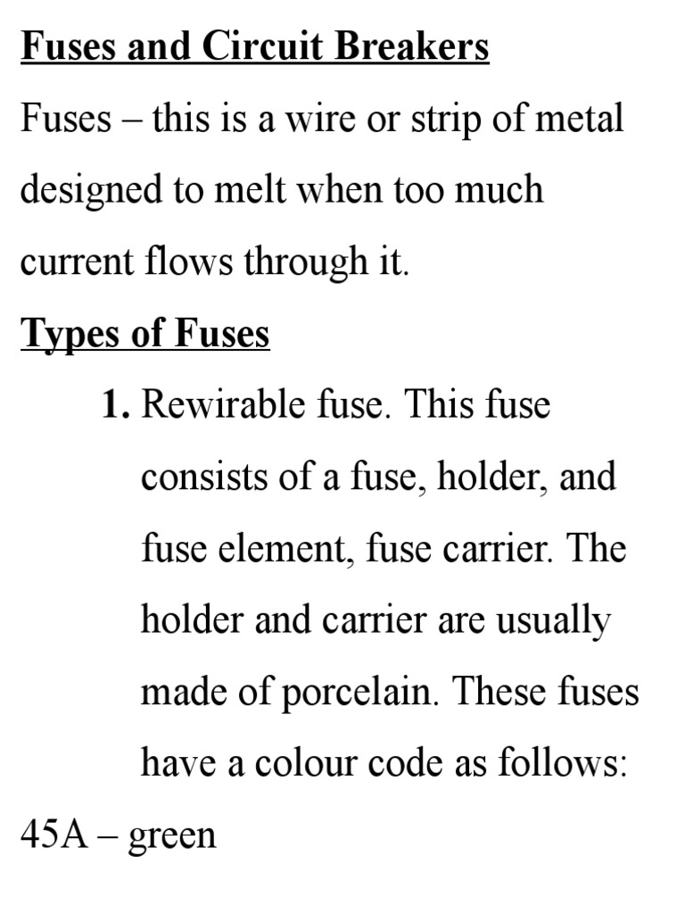 Fuses and Circuit Breakers Notes For TV | PDF | Fuse (Electrical ...