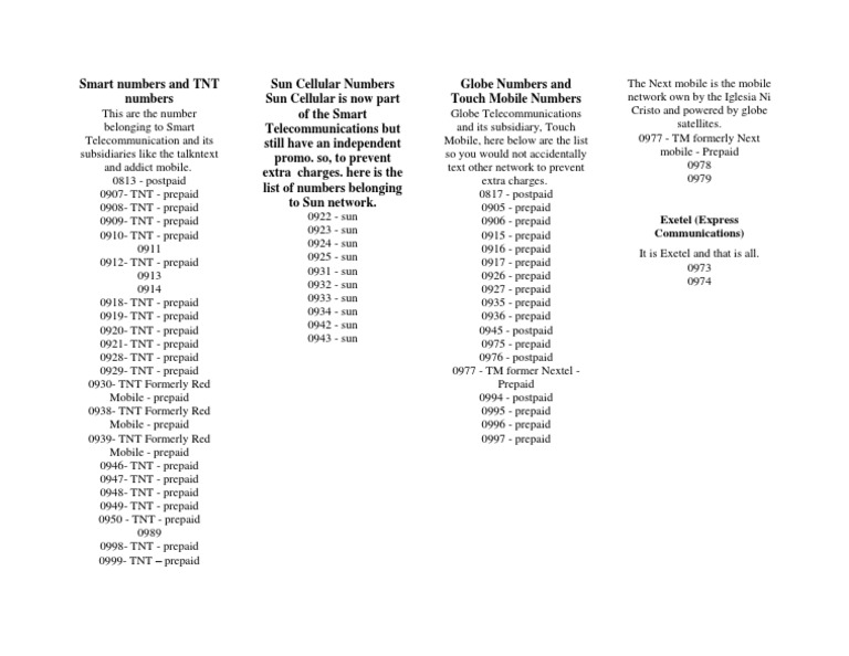 Mobile Prefixes | PDF | Mobile Telecommunications | Mobile Technology