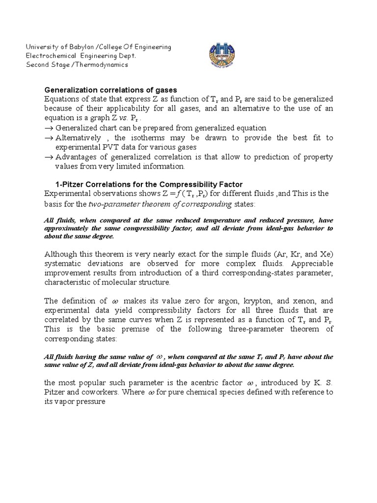 Pitzer Correlations | PDF | Physical Chemistry | Statistical Mechanics