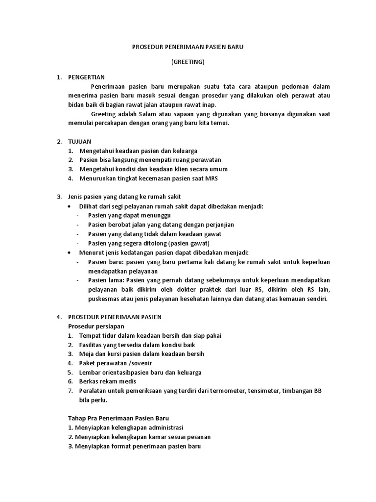 Penerimaan Pasien Baru (Greeting) | PDF | Pengembangan Diri | Kesehatan Holistik