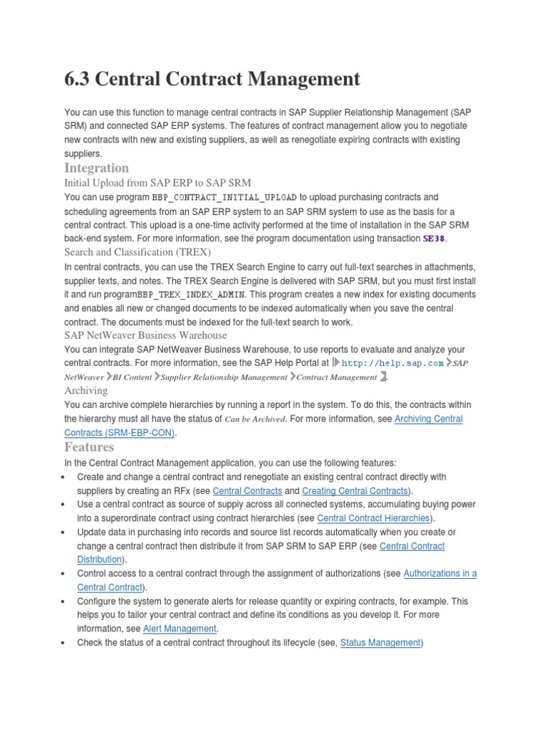 6.3 Central Contract Management: Integration | PDF | Tab (Gui ...