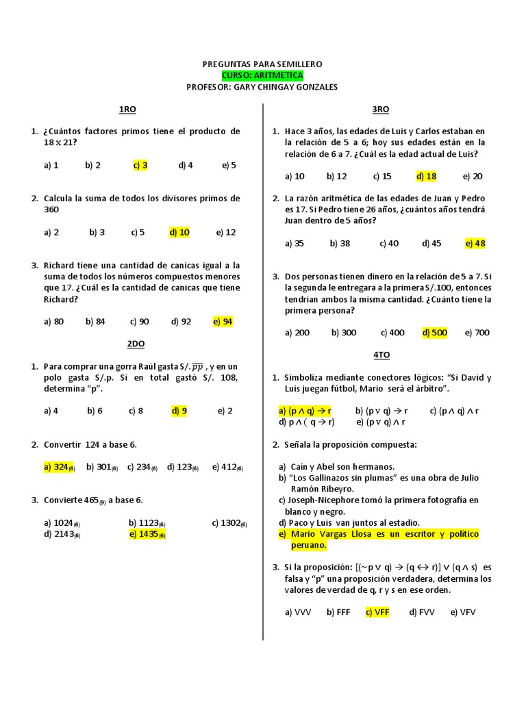Preguntas Matemáticas para Niños | PDF | Aritmética | Objetos matemáticos