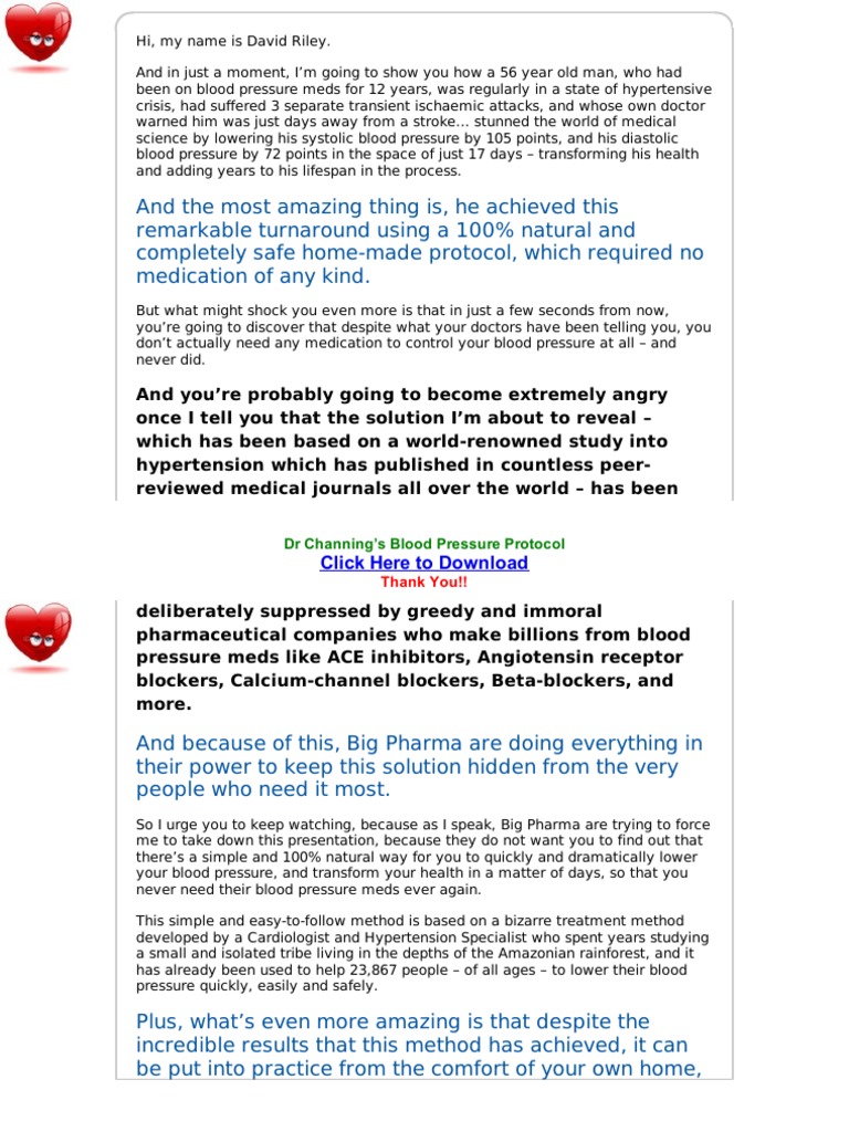 DR Channing's Blood Pressure Protocol | PDF | Hypertension | Blood Pressure