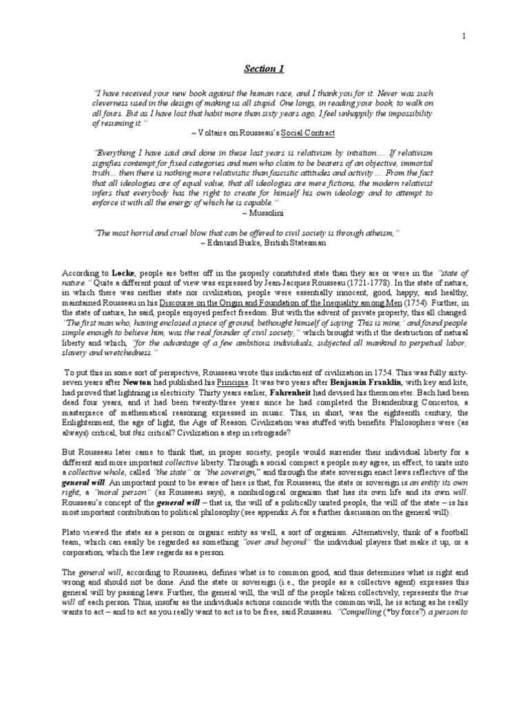 Locke Vs Rousseau | PDF | Jean Jacques Rousseau | Liberty