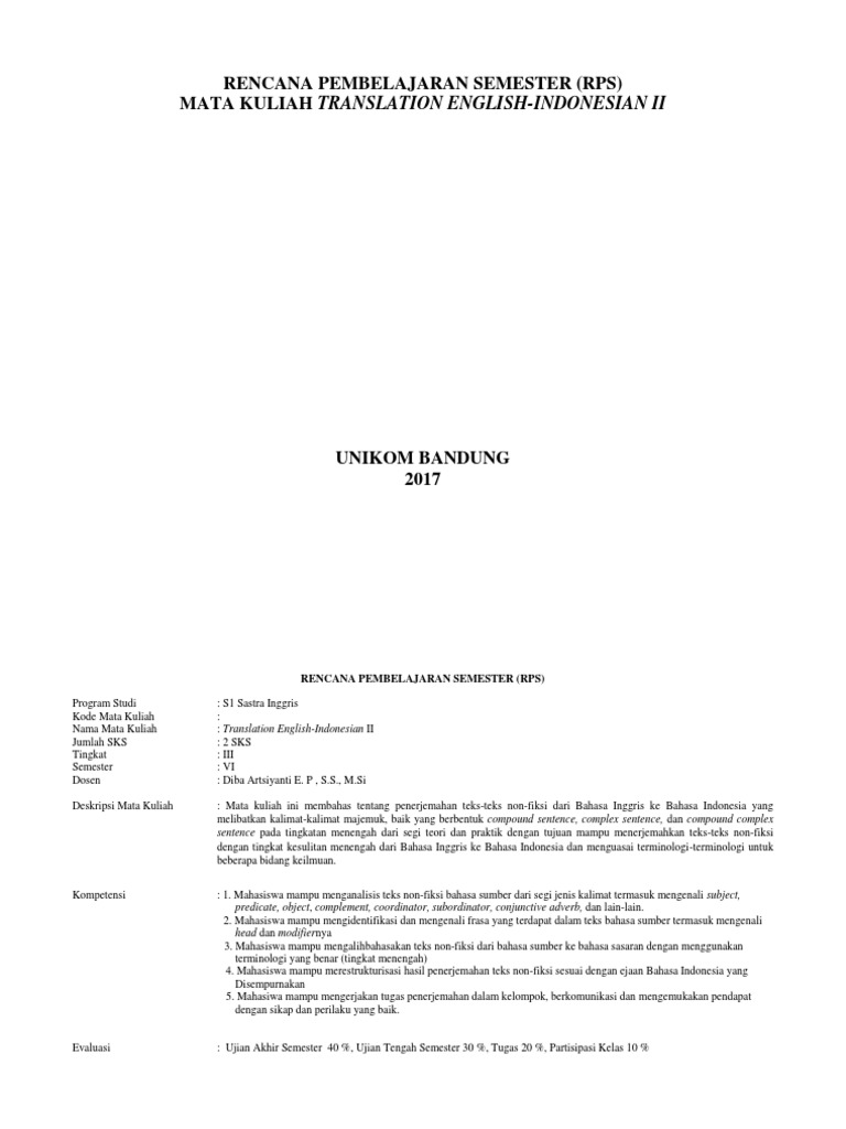 RPS Translation EI 2 2017 | PDF