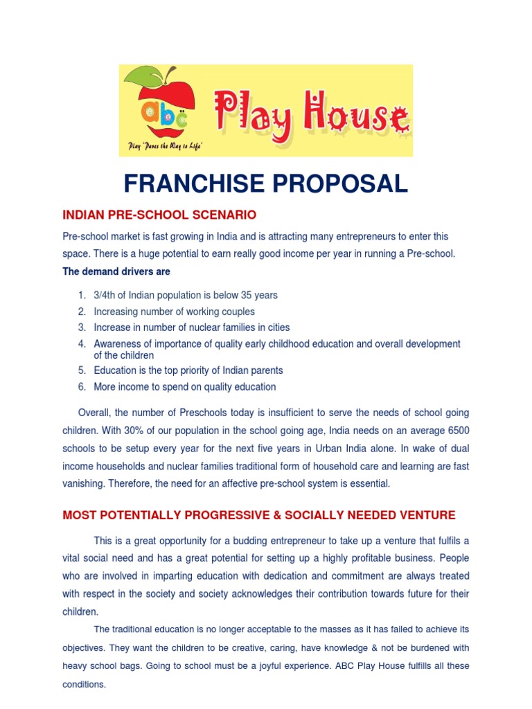 ABC Playhouse Franchise Proposal | PDF | Franchising | Preschool