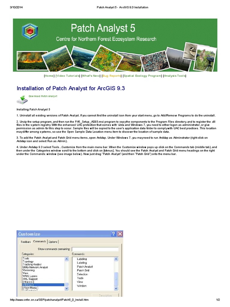 Patch Analyst 5 ArcGIS 9 PDF | PDF | Arc Gis | Operating System Families