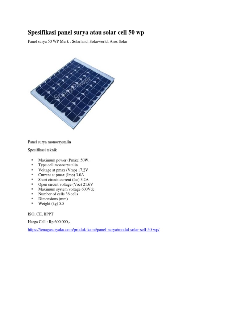 Panel Surya 50-250 WP | PDF
