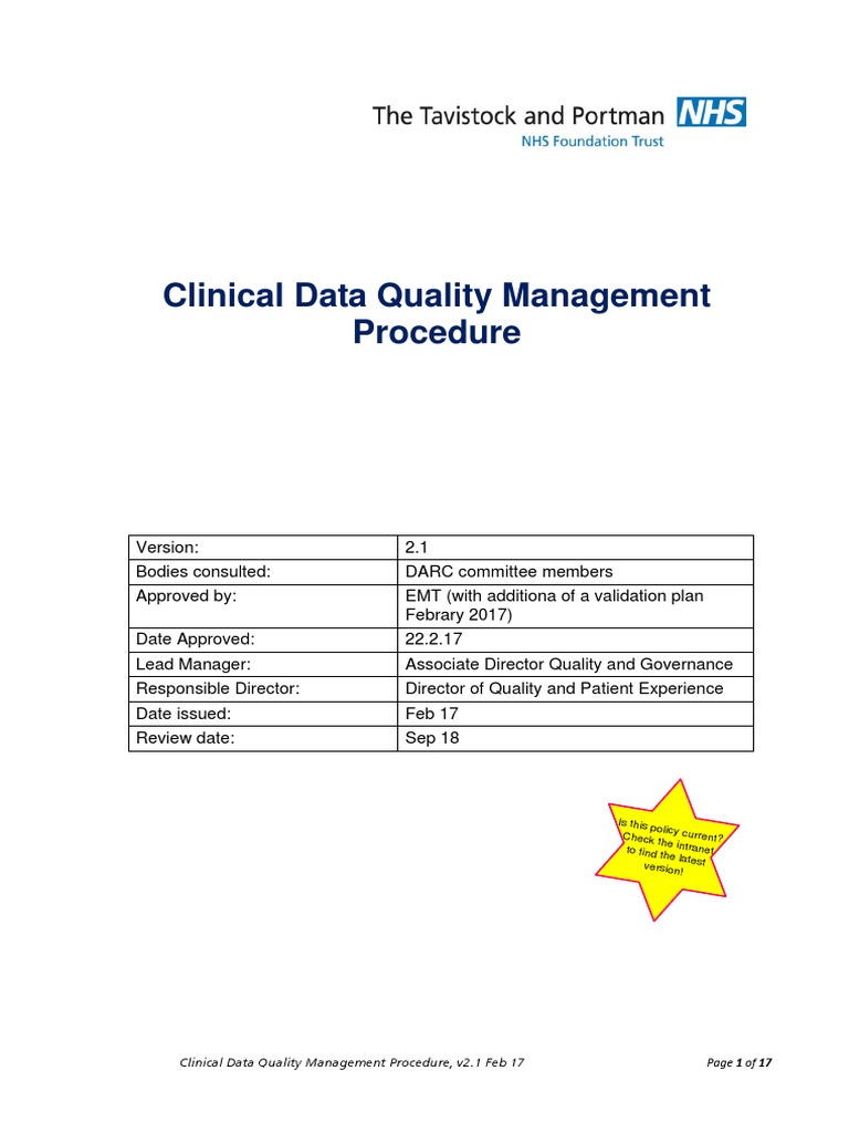 Clinical Data Quality Procedure | PDF | Data Quality | Information ...