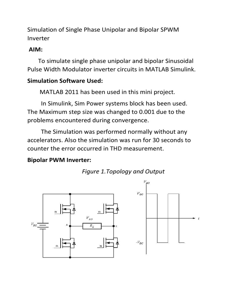 Unipolar and BIpolar PWM Report | Power Inverter | Electrical Engineering