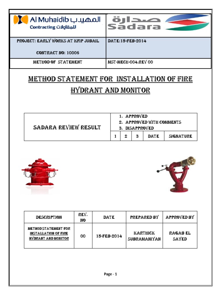 Method of Statment of Fire Hydrant | PDF | Educational Assessment ...