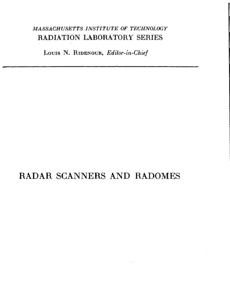 MIT Radiaton Lab Series V26 Radar Scanners and Radomes | PDF | Radar ...