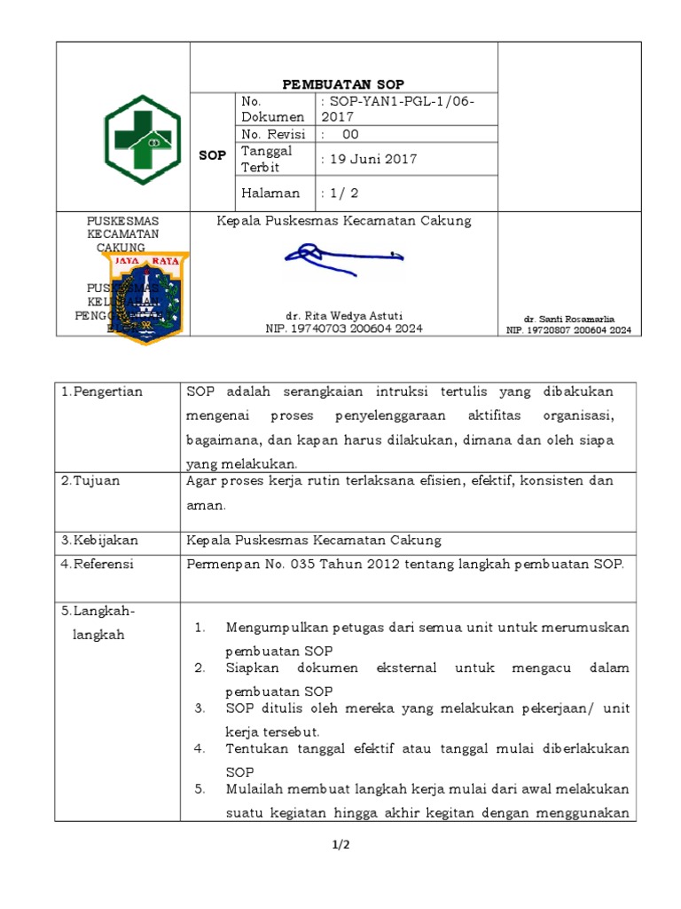 Rev SOP Pembuatan SOP | PDF