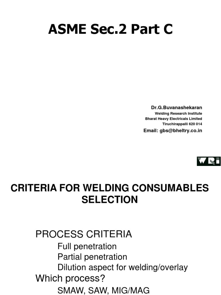 ASMe Sec2 partC | Welding | Construction