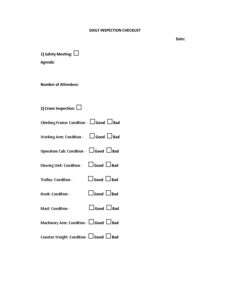 Daily Inspection Checklist Date:: Climbing Frame: Condition | PDF | Nature