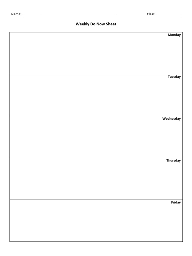 Weekly Do Now Sheet | PDF