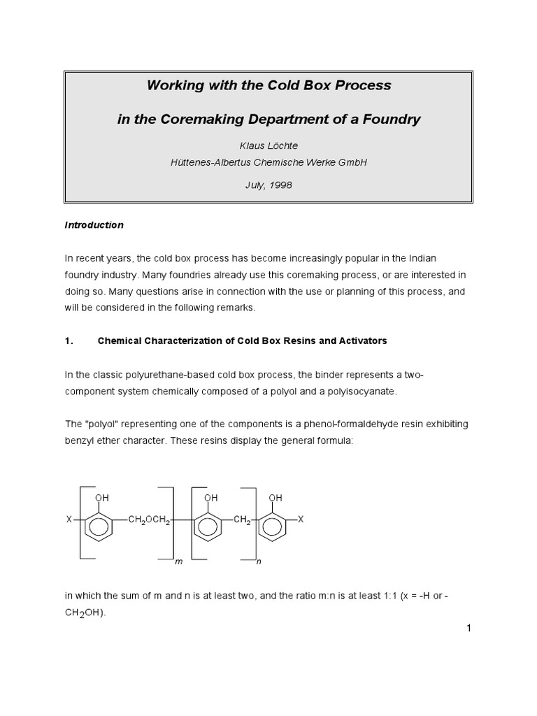 Working With The Cold Box Process | PDF | Casting (Metalworking) | Sand