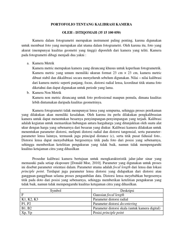 Proses Kalibrasi Kamera dalam Fotogrametri | PDF | Metode & Bahan Ajar ...