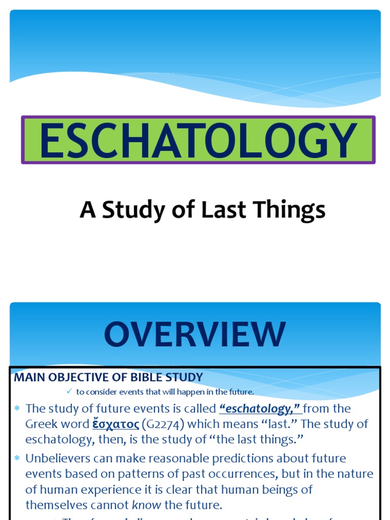 Eschatology A Study Of Last Things Pdf Eschatology Second Coming