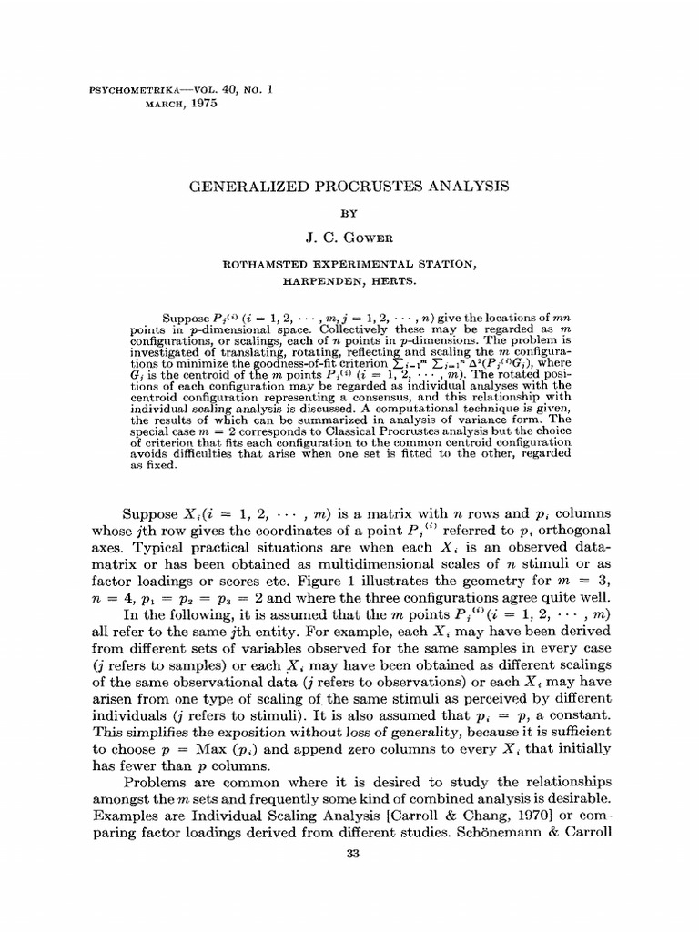 1975 - Gower - Generalized Procrustes Analysis | PDF | Matrix Theory ...