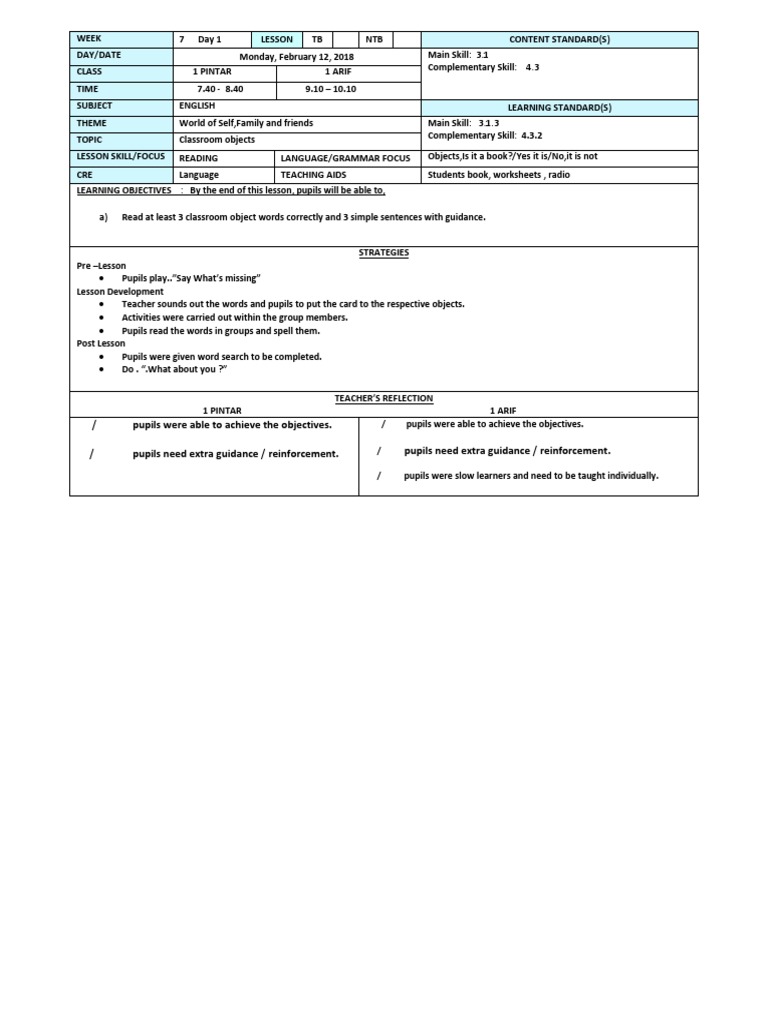 Year 1 Lesson Template | PDF | Phonics | Teachers