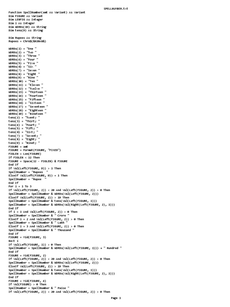 VB Program For Spell Number | Download Free PDF | Lexicology | Teaching Mathematics