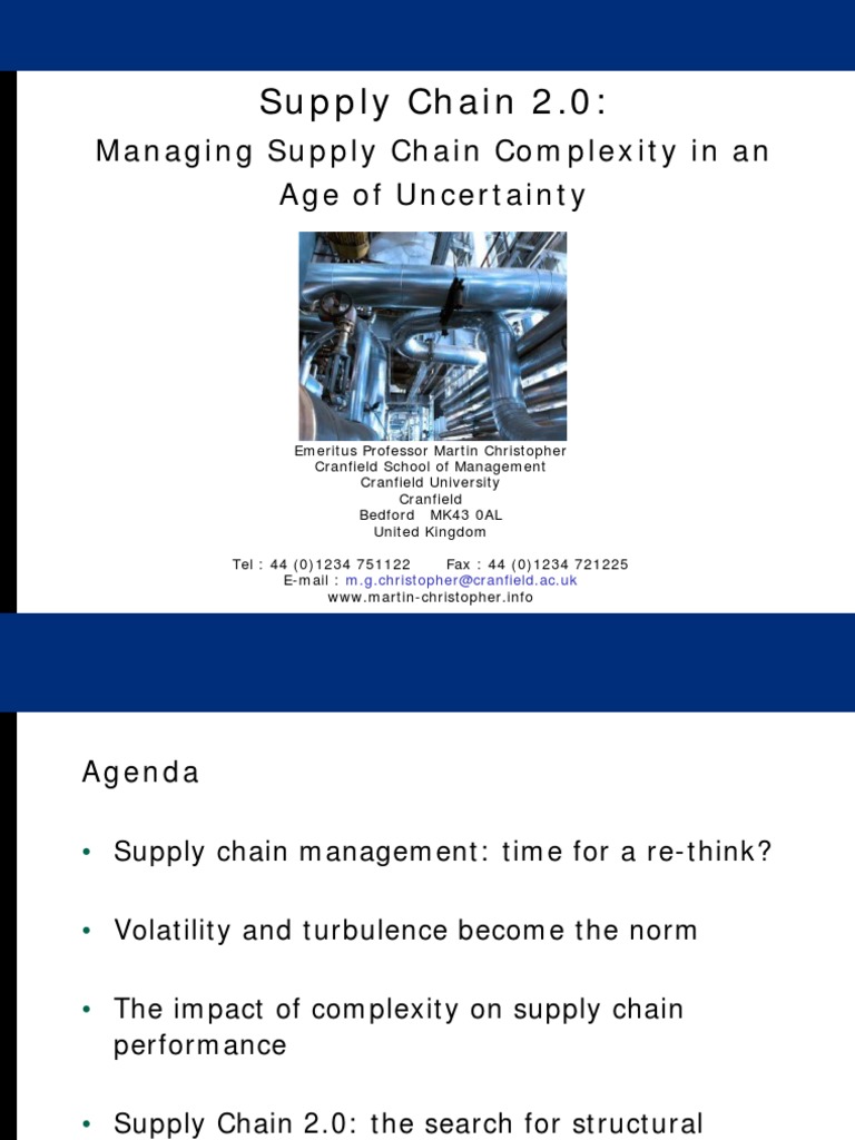 Dr. Martin Christopher Managing Supply Chain Complexity in An Age of ...