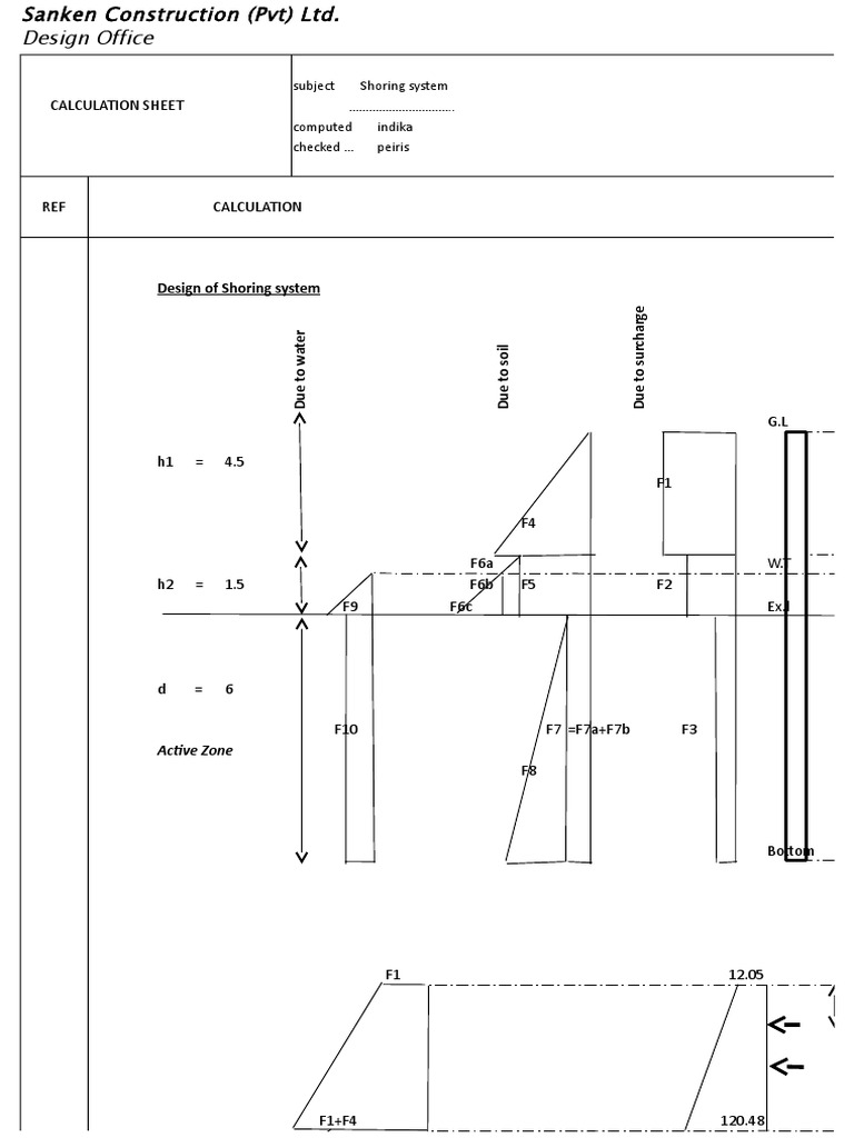 Design of Shoring System: Calculation Sheet | PDF | Nature