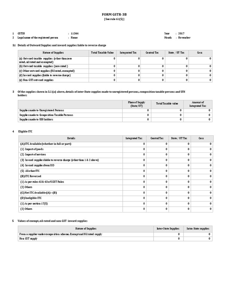 Form Gstr-3B: (See Rule 61 (5) ) | PDF | Personal Finance | Taxes