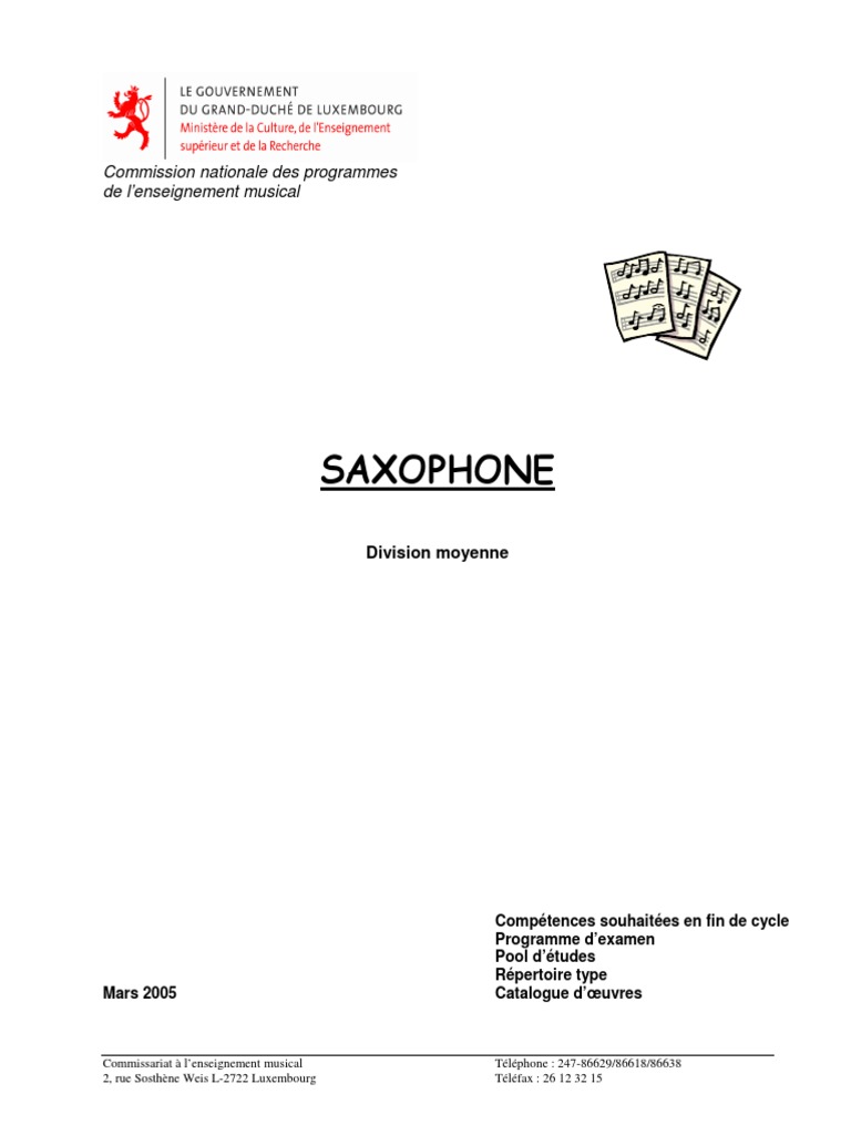 Programme Saxophone Division Moyenne | PDF | Saxophone | Gamme musicale