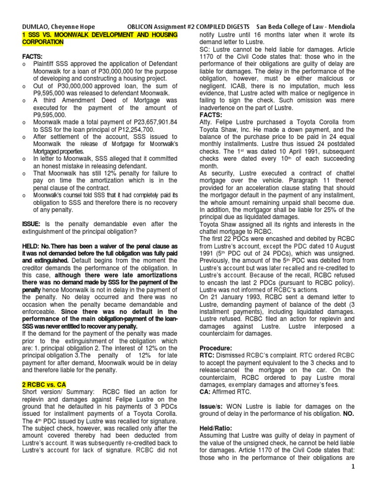 Oblicon Hw2 Cases | PDF | Damages | Negligence