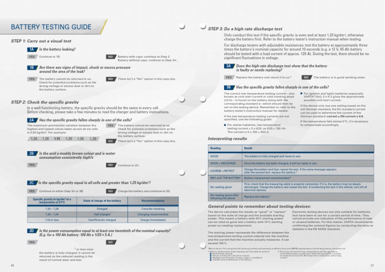 Battery Testing Guide | PDF | Battery (Electricity) | Battery Charger