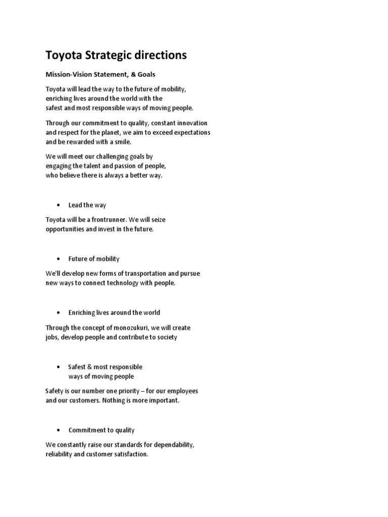 Toyota Strategic Direction | PDF