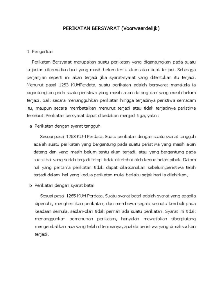 Perikatan Bersyarat | PDF