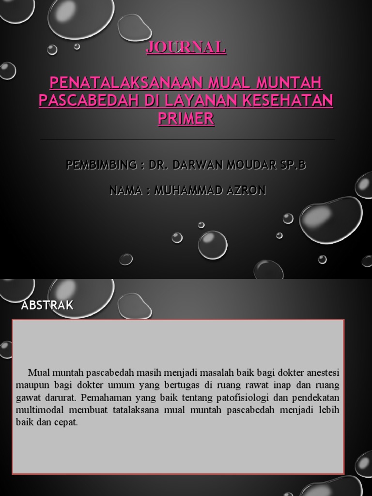 Mual Muntah Pascabedah | PDF | Pengembangan Diri | Kesehatan Holistik