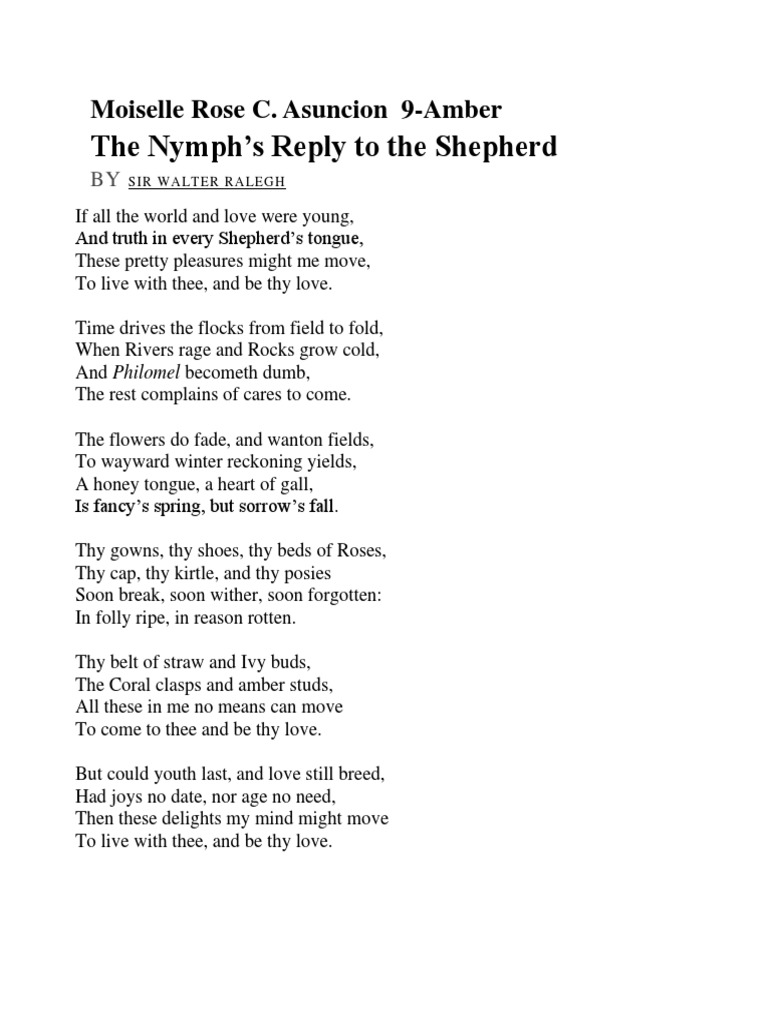 Grade 9 Analysis of Ralegh's Poem | PDF | Poetry