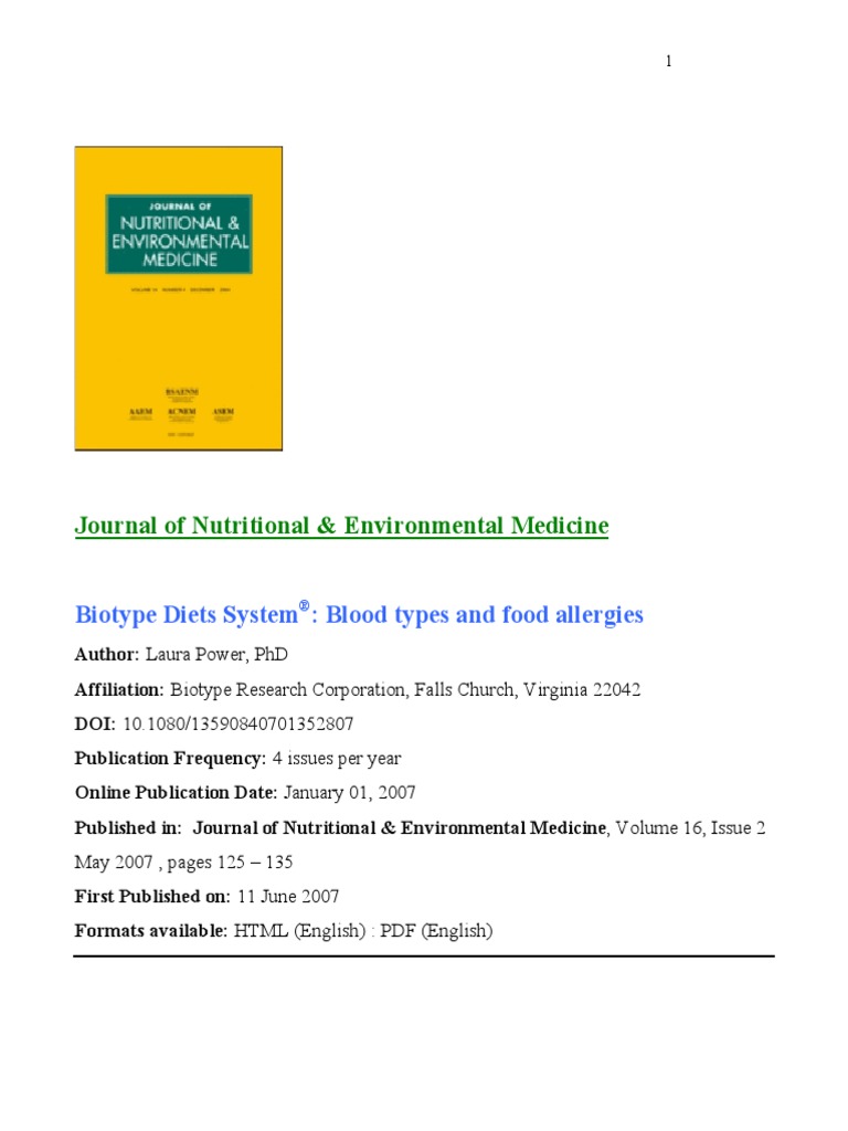 Biotype Diets System-JNEM | PDF | Food Allergy | Allergy