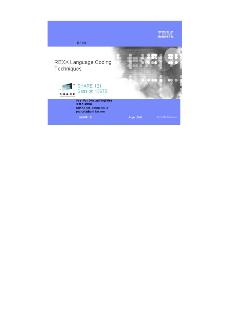 Rexx Language Coding Techniques Pdf Subroutine Computer Programming