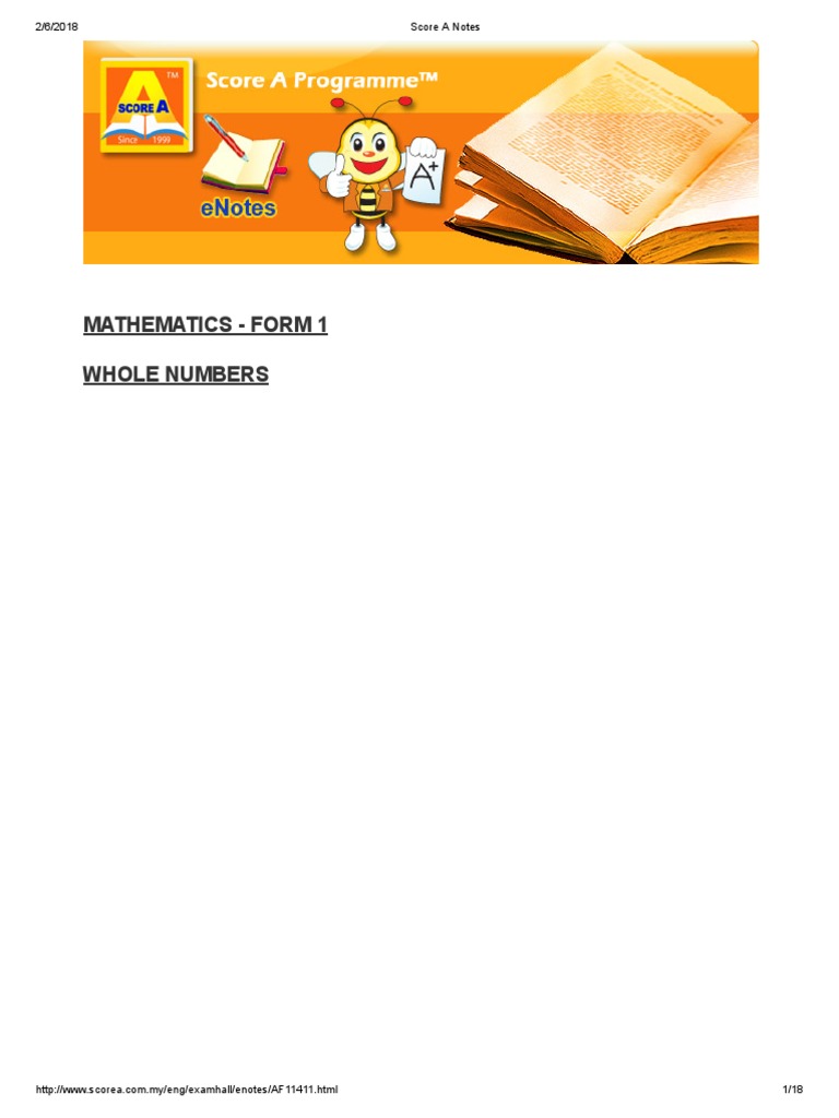 Chapter 1 Whole Numbers | PDF | Division (Mathematics) | Subtraction