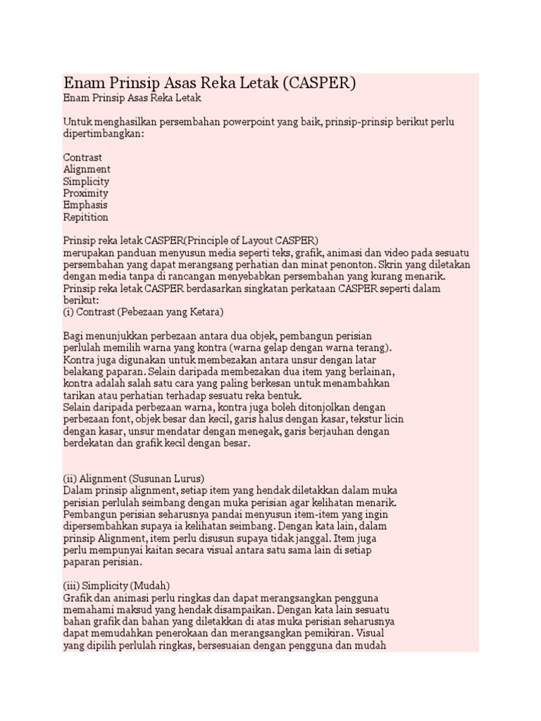 Enam Prinsip Asas Reka Letak | PDF