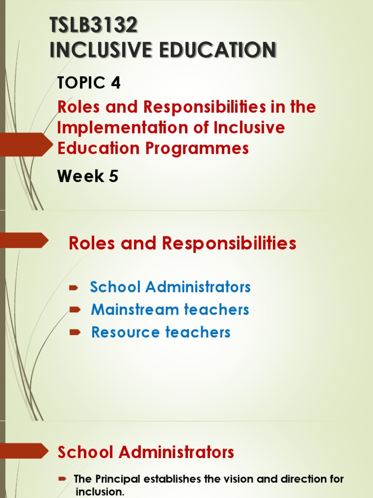 Roles and Responsibilities | PDF | Special Education | Inclusion ...