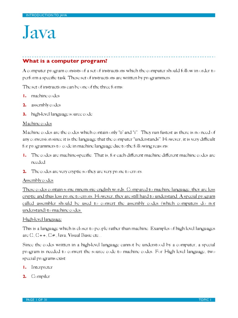 Introduction To Java | PDF | Method (Computer Programming) | Class ...