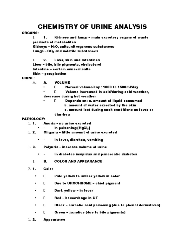 Chemistry of Urine Analysis | PDF | Urine | Creatinine